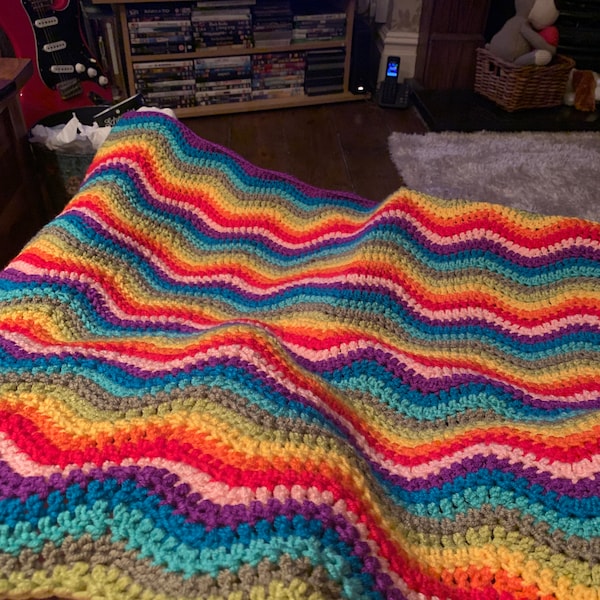 Rainbow Ripple Crochet Blanket Pattern (PDF Pattern) ENGLISH ONLY - Etsy