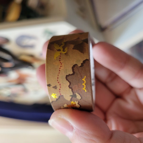 Fantasy Maps Gold Foil Printed Washi Tape, 20mm Washi Tape, Cartography ...