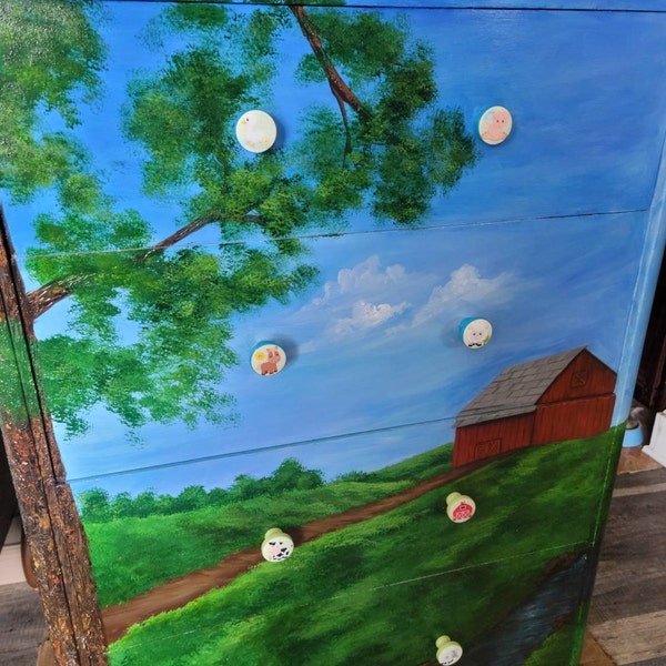 Knobs on the FARM BABIES ANIMALS Red Barn Barnyard Farmhouse My Little ...