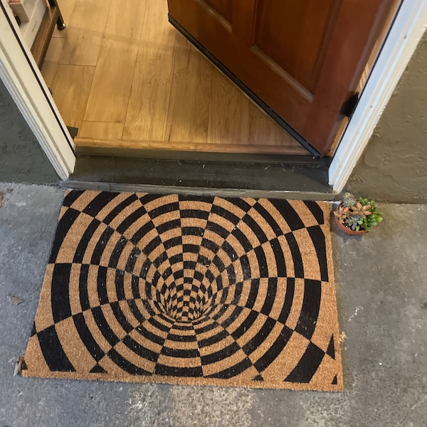 Optical Illusion Doormat, 3D Vortex Welcome, Checkered Tunnel Geometric ...