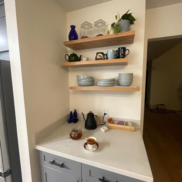 Live Edge Black Walnut Butcher Block Floating Shelf - One Shelf 48"x10 ...