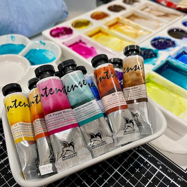 Renesans Intense Watercolor Paint Set of 8 15ml Tubes With Palette - Etsy