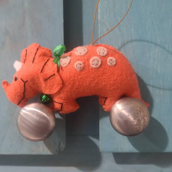 Handstitched Felt Dinosaur Ornament: Santa Hat, Snowflake Scarf - Etsy