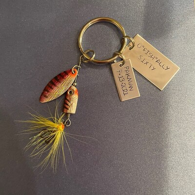 Minnow Fishing Lure Key Chain Personalize, Customized, Hooked on You - Etsy