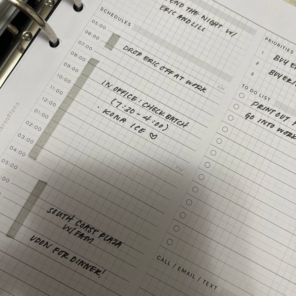 Daily Work Planner | A5 Printable Inserts | Productivity Organizer ...