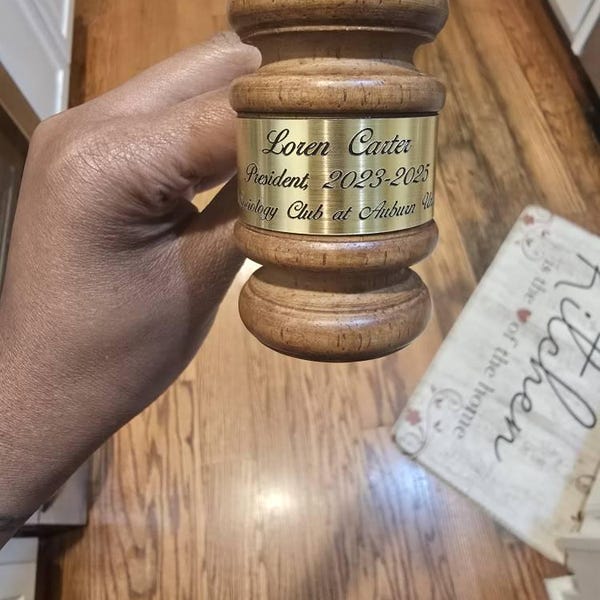Personalized Wood Gavel With Engraved Gold Band - Wooden Judge's Gavel ...