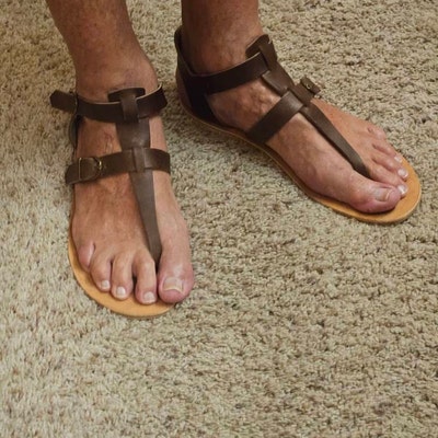 Emperor Gladiator Roman Men Sandals, Greek Theatrical Medieval Costume ...