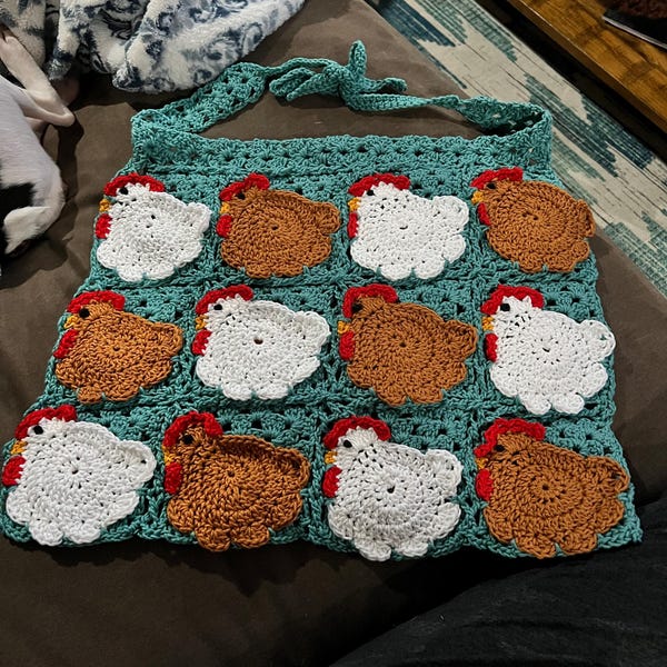 Nesting Hens Egg Gathering Apron, Crochet Pattern, No Sew, Egg Apron ...