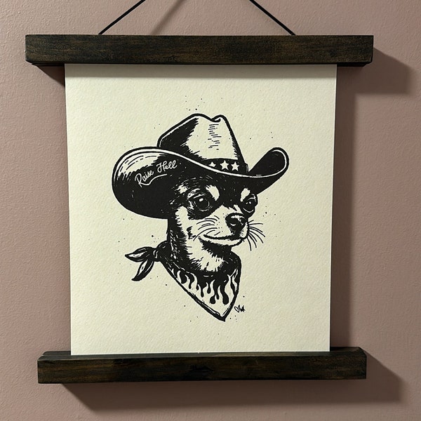 Raisin Hell Cowdog, Giclée Fine Art Print, Western Dog Art, Vintage ...