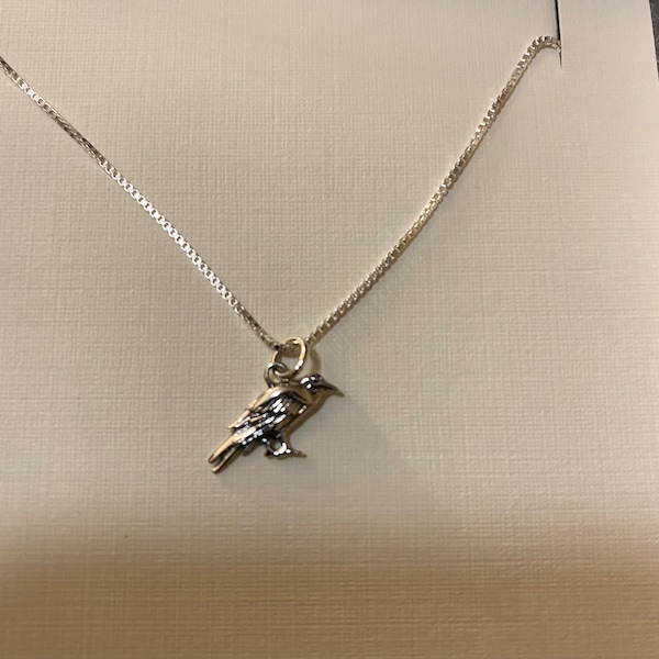Tiny Raven Sterling Silver Necklace. Raven Jewelry, Dainty Raven ...