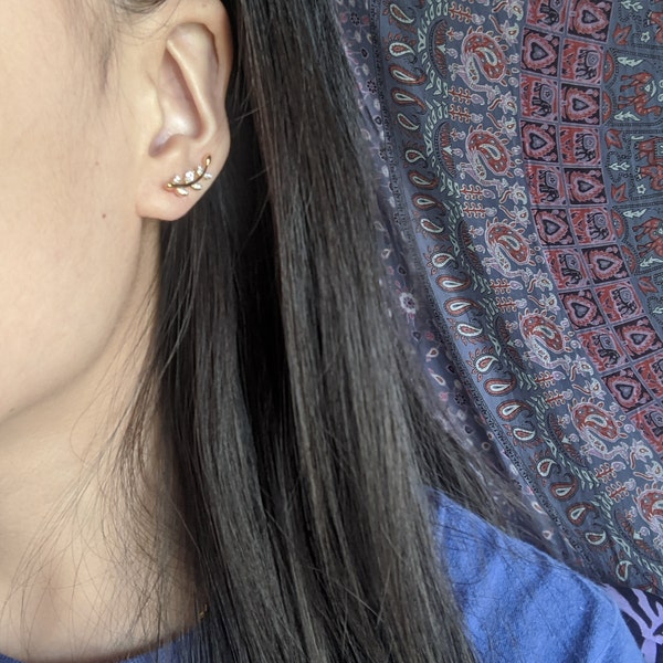 Minimalist Leaf Branch Ear Crawlers | Leaf Ear Climbers |crawler ...