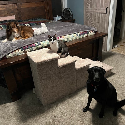 Cat Stairs for Bed, Wooden Pet Furniture, 18h X 17w X 24d, Premium ...