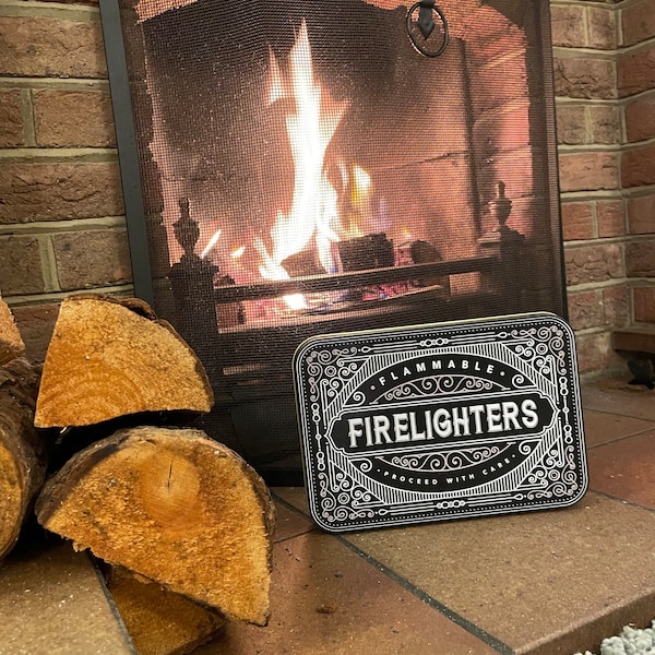 Firelighter Box Metal Tin Storage Holder Fire Lighters Matches Camp ...