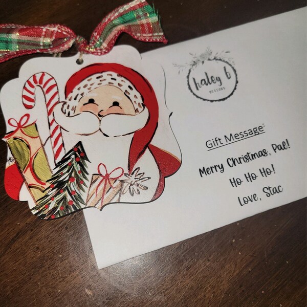 Candy Cane Santa Ornament, Santa Ornament, Santa With Gifts, Santa ...