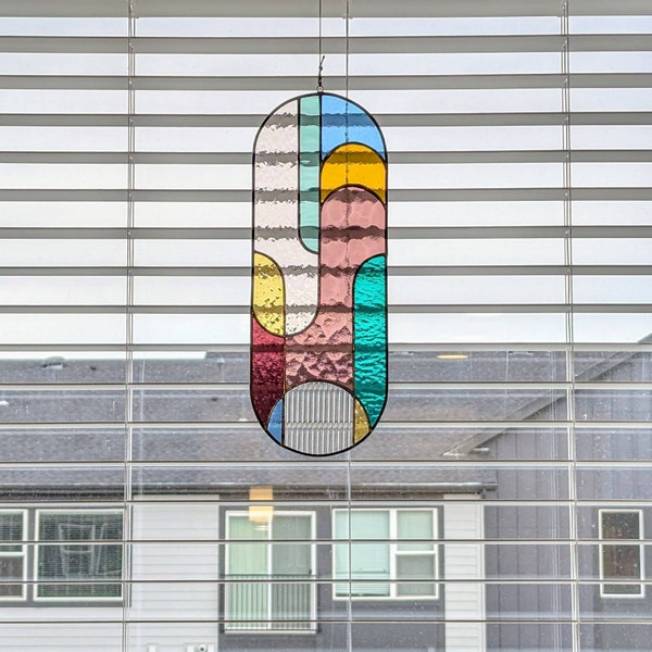 Art Deco Stained Glass Wall Decor - Modern Suncatcher- Oval Window ...