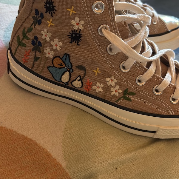 One More Chapter Book Converse, Flowers and Book Embroidered Converse ...