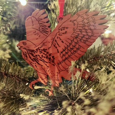 Red-tailed Hawk Ornament Engraved Red-tailed Hawk Flying - Etsy