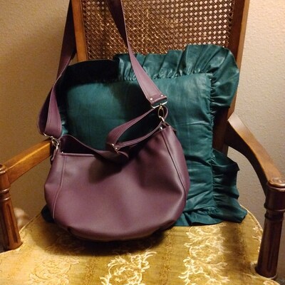 Large Purple Leather Tote, Fall Crossbody Bag, Sling Shoulder Handbag ...