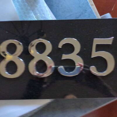 Modern Large Granite and Chrome House Number 1 to 999 Available - Etsy