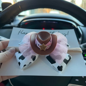 Cowboy Birthday Hair Bow, Cowgirl Birthday, Pink Cowboy, Pink Cowgirl ...