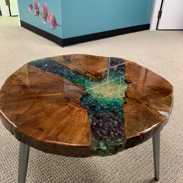 Geode Table Custom Made Art Slice Resin Epoxy Living Room Decor Unique ...
