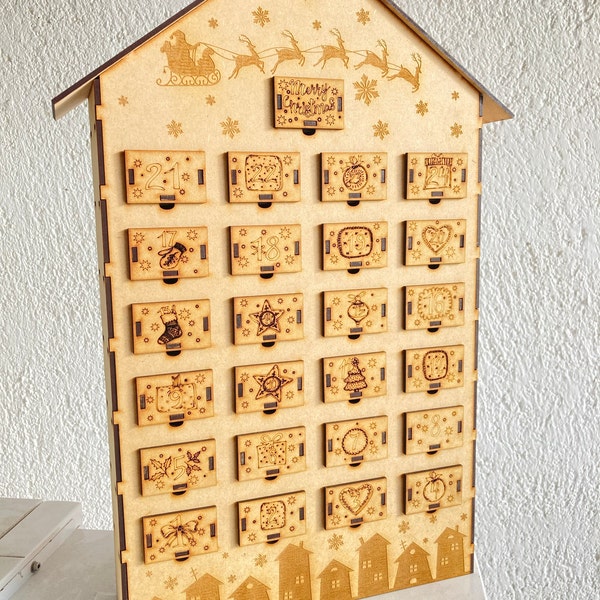 ADVENT CALENDAR Laser Cut Digital File Svg and Christmas Laser Cut Dxf ...