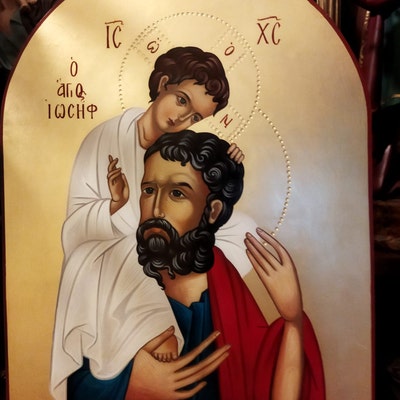 Hand Painted Byzantine Icon of Saint Joseph - Etsy