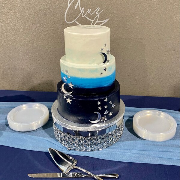 Moon Cake Topper With Name - Perfect for A Moon Birthday Theme, Space ...