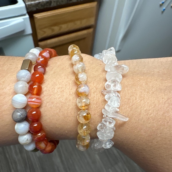 Assorted Mixed Tumbled Gemstone Bracelet: 6-8 Mm Stones premium Grade ...