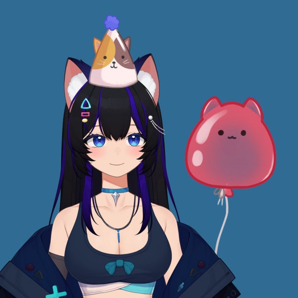 Vtuber Asset | Birthday Party Supplies Party Hat & Balloons | Live2d Version - Etsy