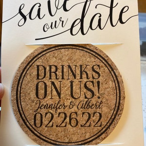 Save the Date Coasters, Free Drinks Save the Date, Unique Save the Date ...