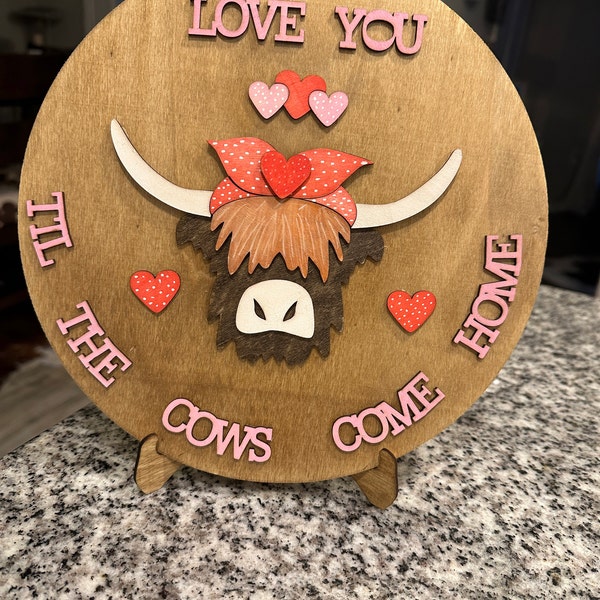 Highland Cow Valentine Door Sign SVG, Valentine Highland Sign, Fluffy ...