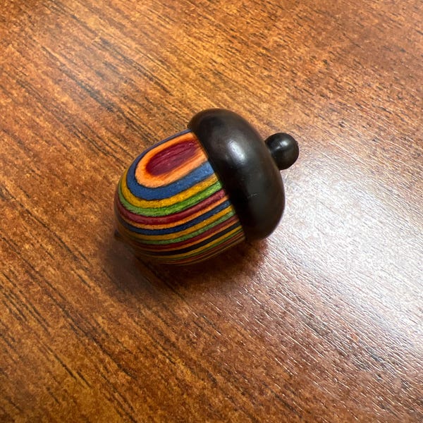 6 Iridescent Multi Colored Rainbow Handcrafted Acorns Cap Crackled ...