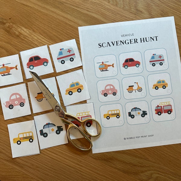 Indoor Scavenger Hunt | Vehicle Theme | Easy Kids Activity - Etsy