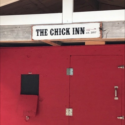 CHICKEN COOP Sign. the Chick Inn, Est. 2020. Hand Painted Wooden Sign ...