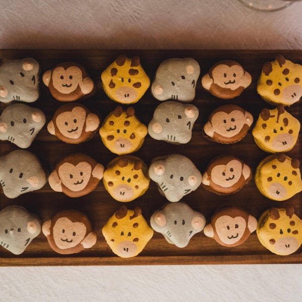 Zoo Animals French Macarons 12 or 24 - Choose Your Flavors - Elephant ...