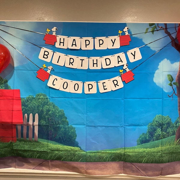 Snoopy "the Peanuts" Happy Birthday Banner. Free Shipping USA. Can Be ...