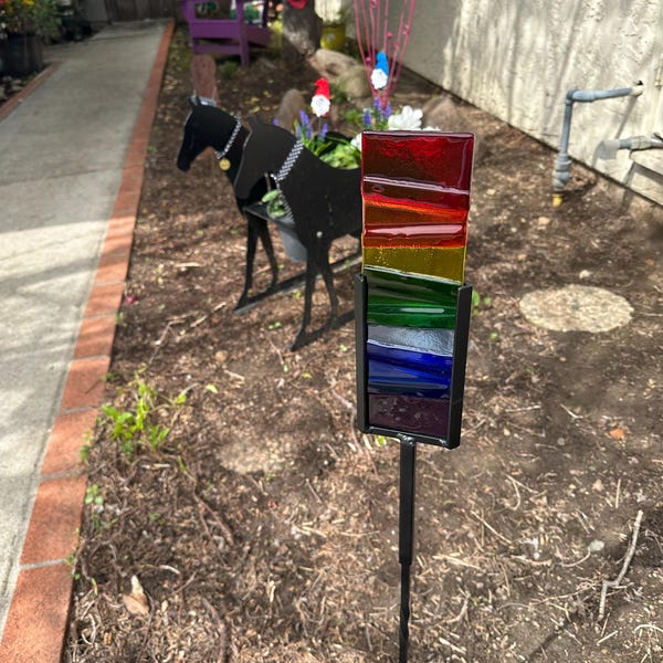 Multi-colored Shapes-garden Stake, Fused Glass - Etsy