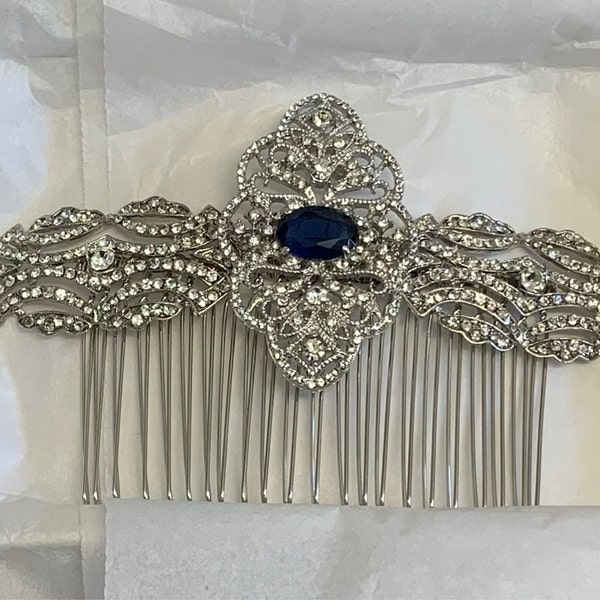 Vintage Sapphire Blue Bridal Hair Comb Wedding Hair Piece 1920s Art ...