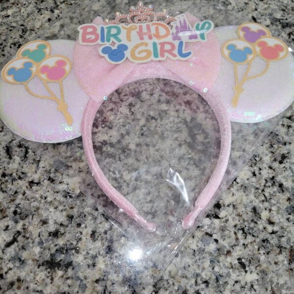 Birthday Girl Crown Ears, Mickey Ears, Minnie Ears, Birthday Ears ...