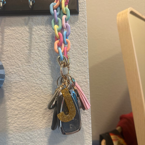 Matte Chain Link Bracelet Keychain / Colorful Key Chain Bangle - Etsy