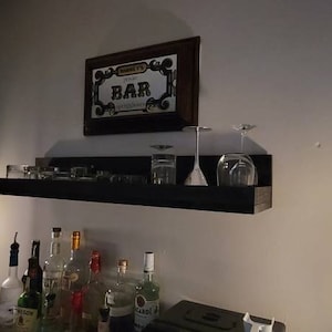 Wood Wine Rack Shelves the Ryan Wall Mounted Shelf & Hanging Stemware ...