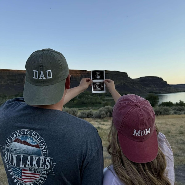 Mom & Dad EMBROIDERED Dad Hat Cap, Pigment Dyed Unstructured Baseball ...