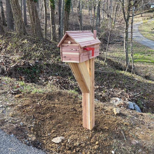 The Stone Bridge Cedar Mailbox | Cedar Log Cabin Mailbox | Metal Box ...