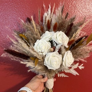 Dusty Rose Boho Bridal Bouquet Arrangement. Wedding Bouquet, Dried ...