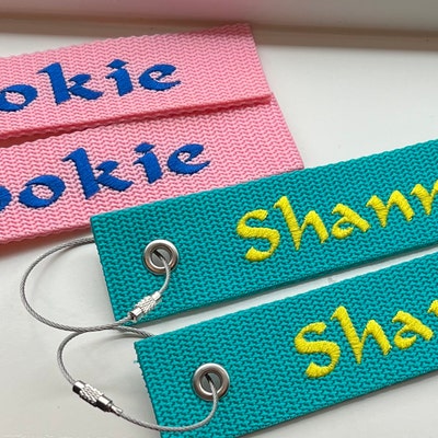 Four Personalized Embroidered Single Sided Luggage Tags / Bag Tags - Etsy