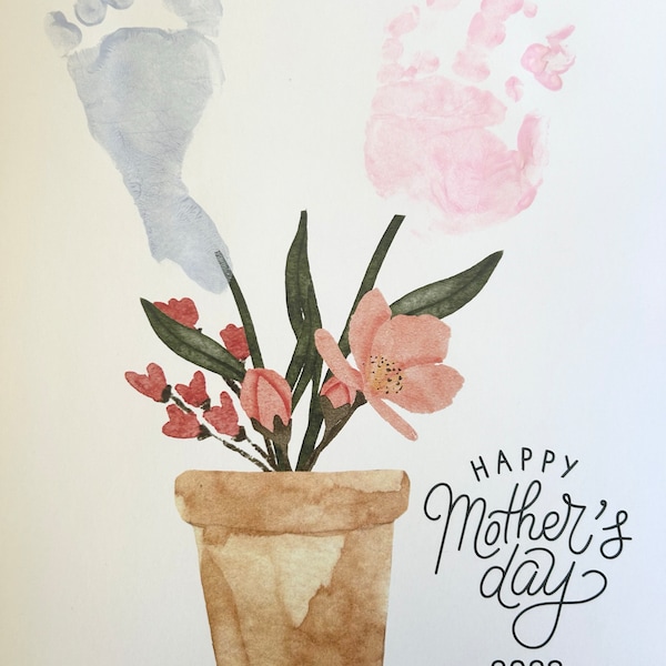 Flower Handprint Craft Art, Printable | for Mom or Grandma Handprint ...