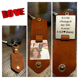 Man Accessory Leather Keychain With Photo Personalized - Etsy
