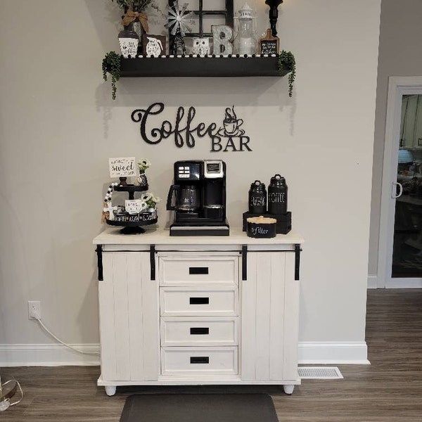 Coffee Bar Script Metal Sign - Home Coffee Area Wall Décor - Steel ...