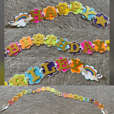 Rainbow Birthday Banner Rainbow Birthday Decorations Rainbow Themed ...